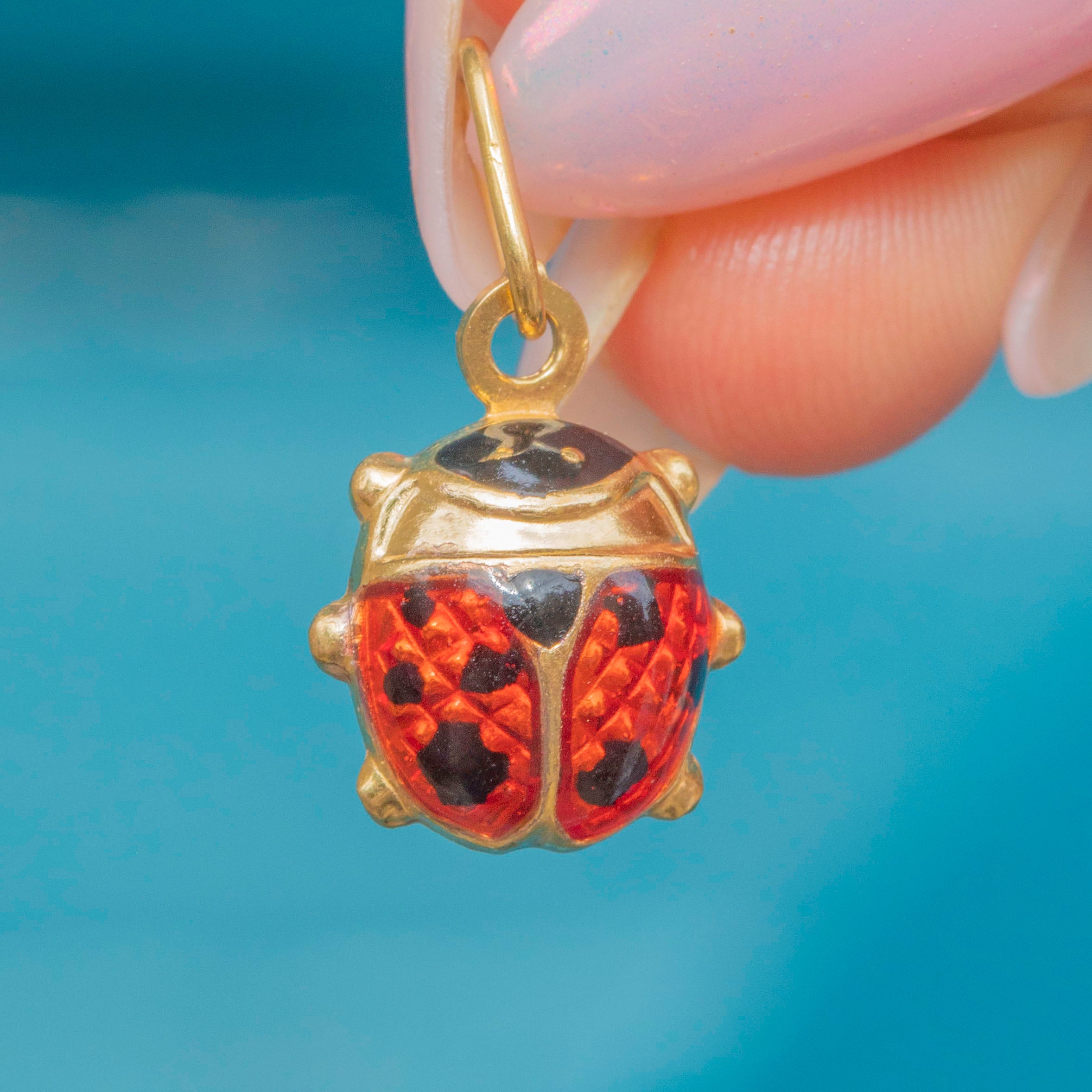18ct Gold Enamel Lady Bug Charm