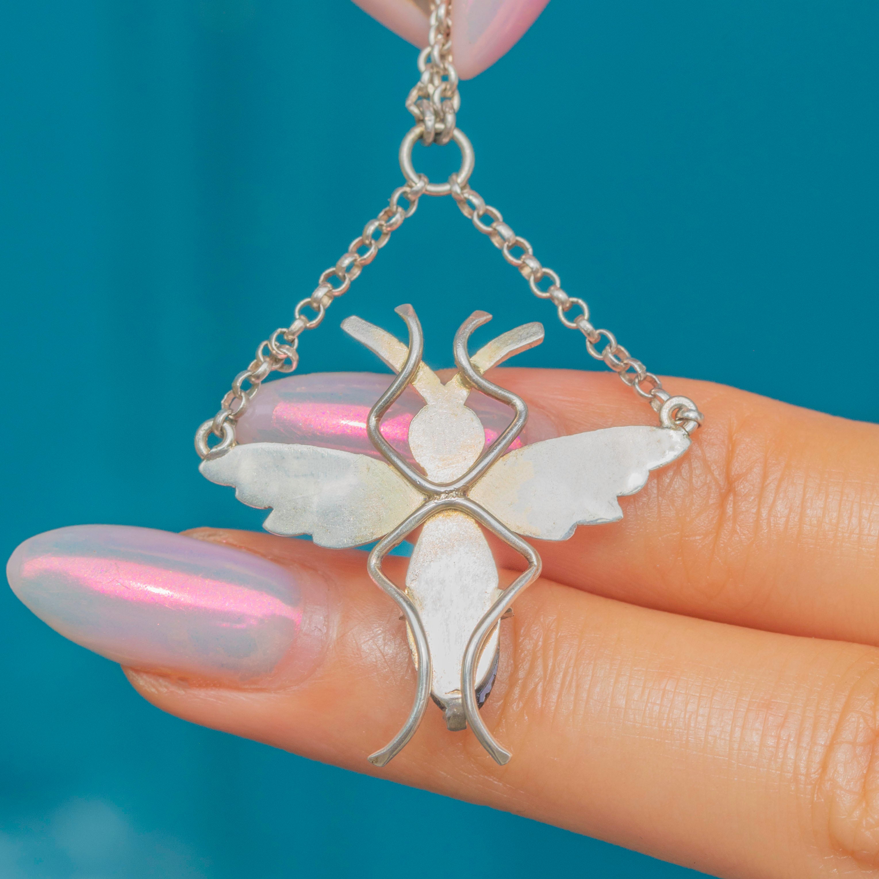 Sterling Silver Red Paste Insect Necklace