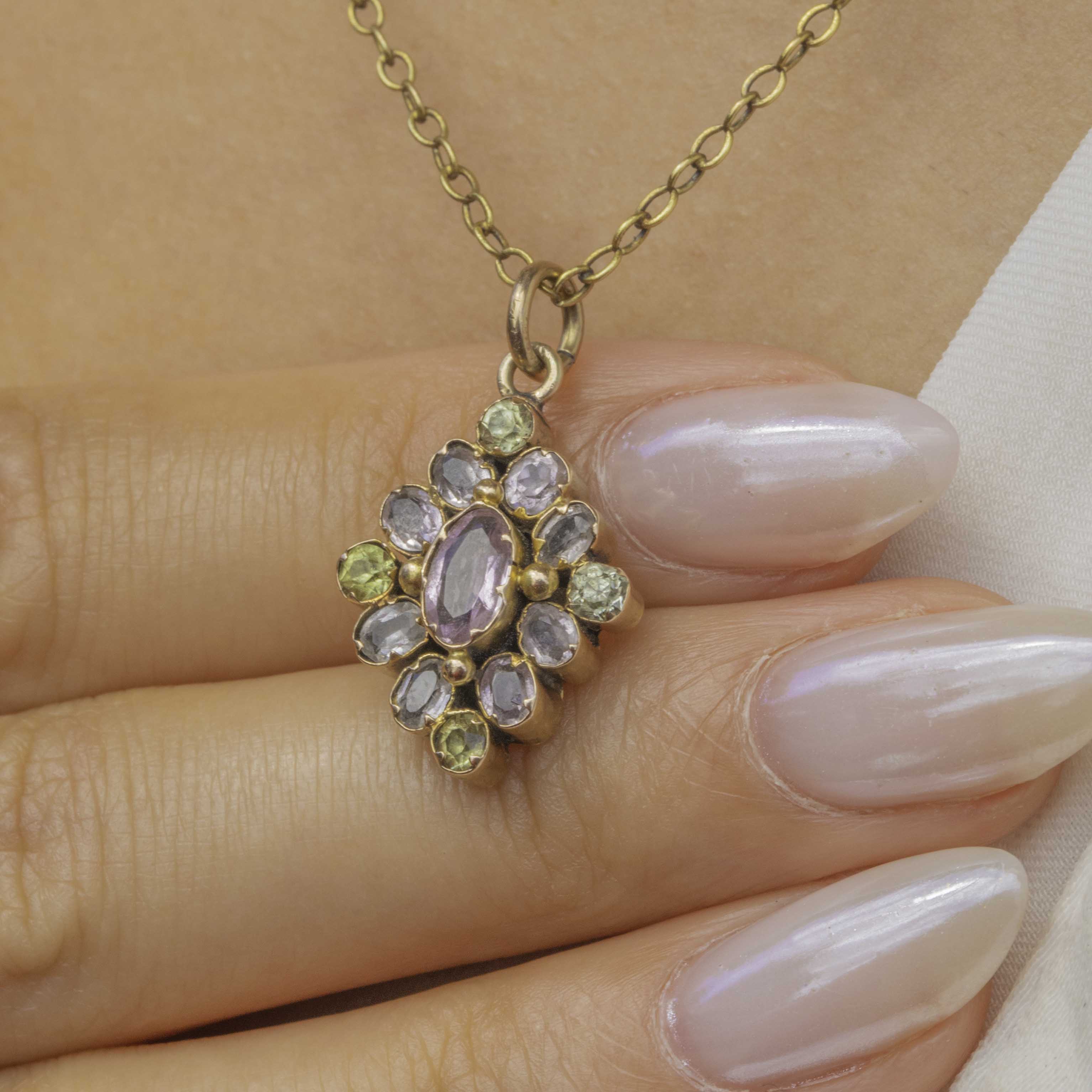 Georgian 15ct Gold Pink Topaz & Chrysoprase Cluster Charm