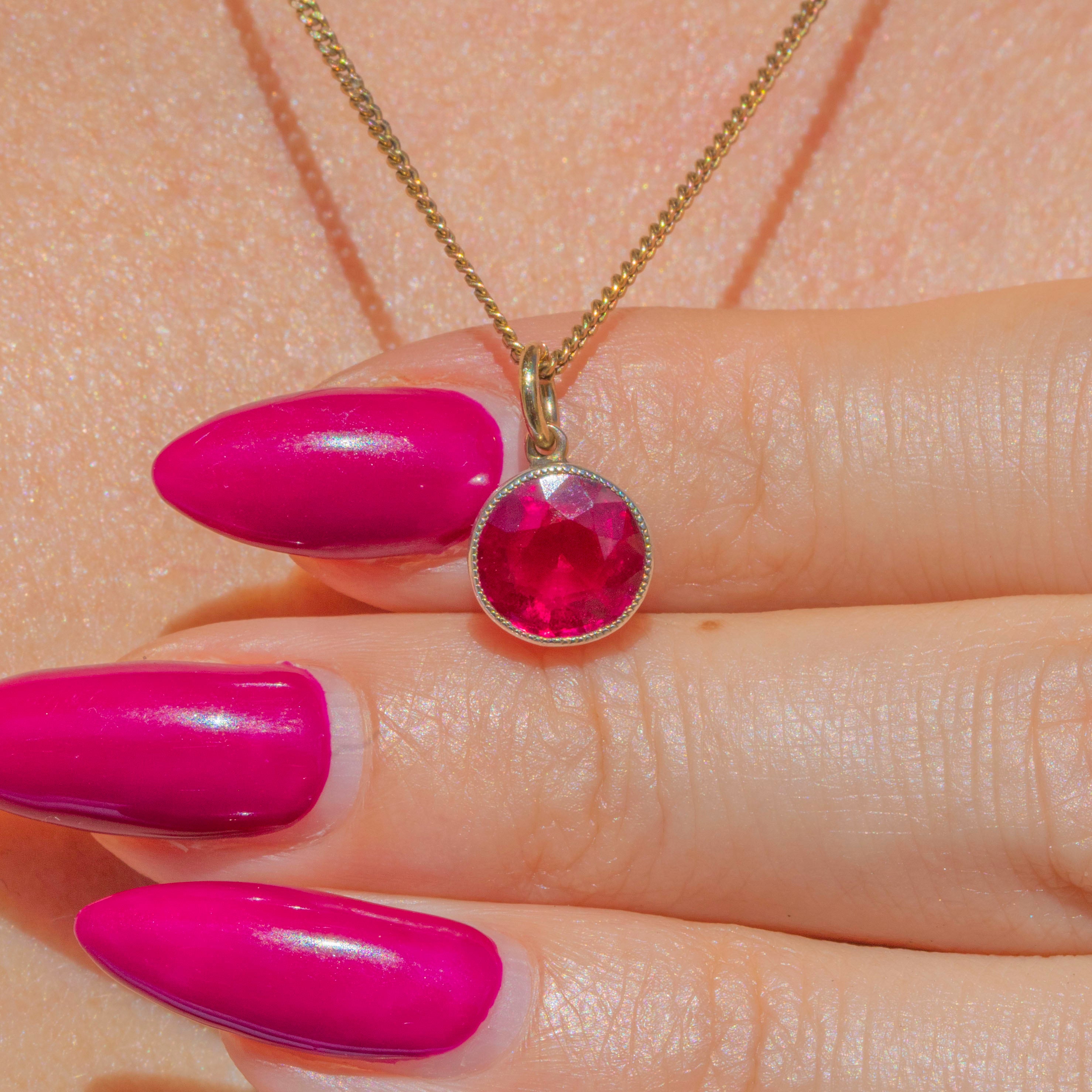 Antique 9ct Gold Early Verneuil Ruby Charm, 0.85ct