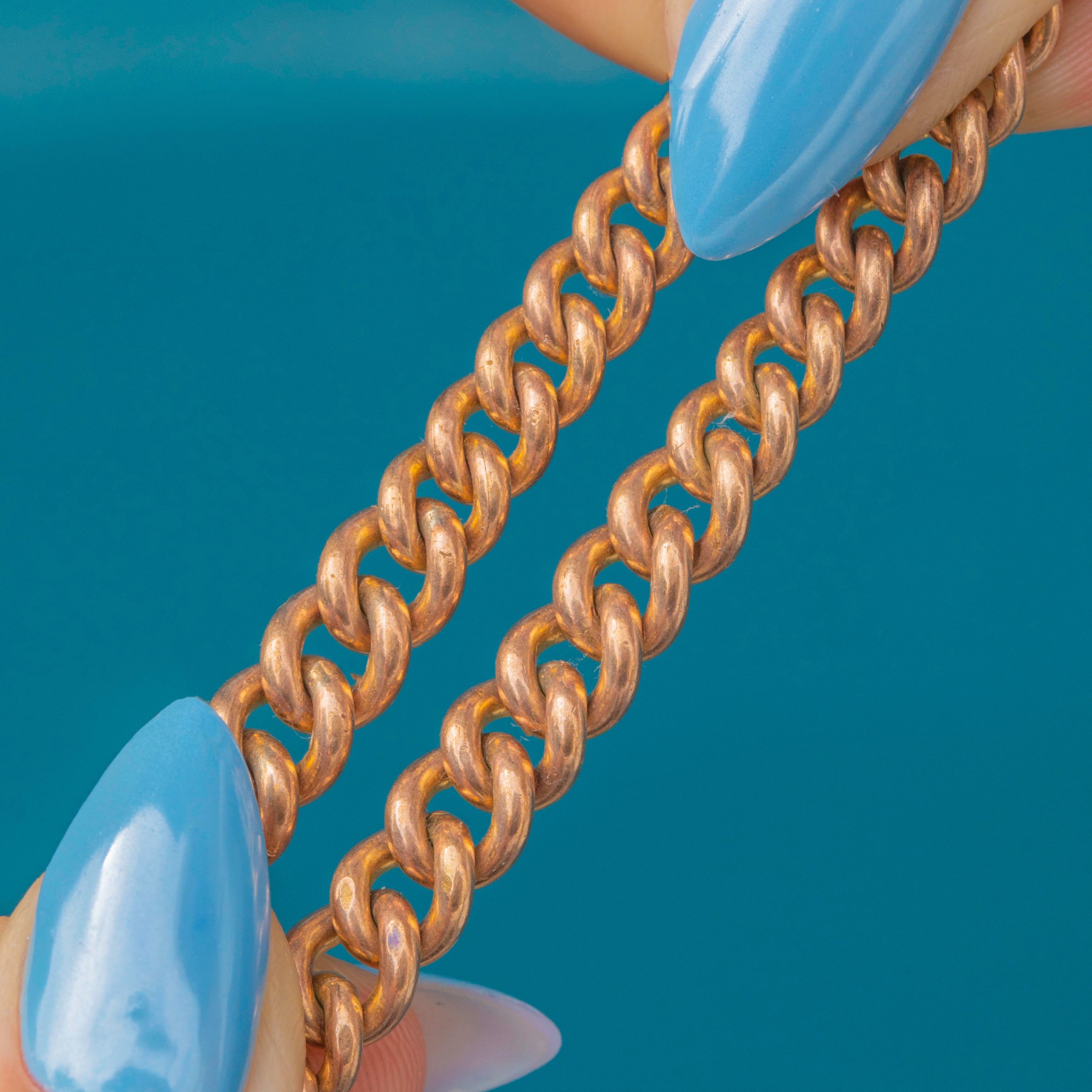 16.5" Rolled Gold Albert Chain with Matching Dog-Clips & T-Bar