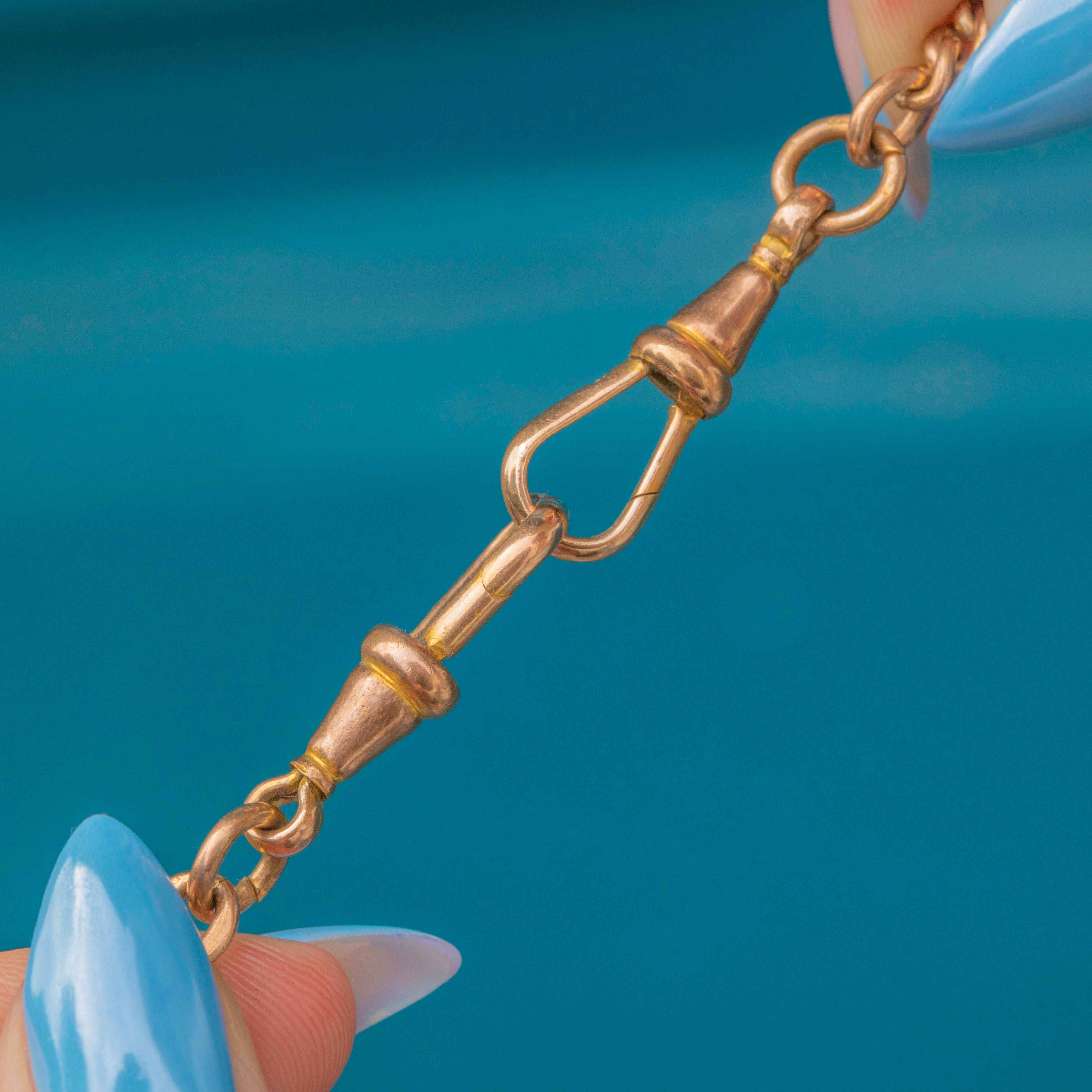 16.5" Rolled Gold Albert Chain with Matching Dog-Clips & T-Bar