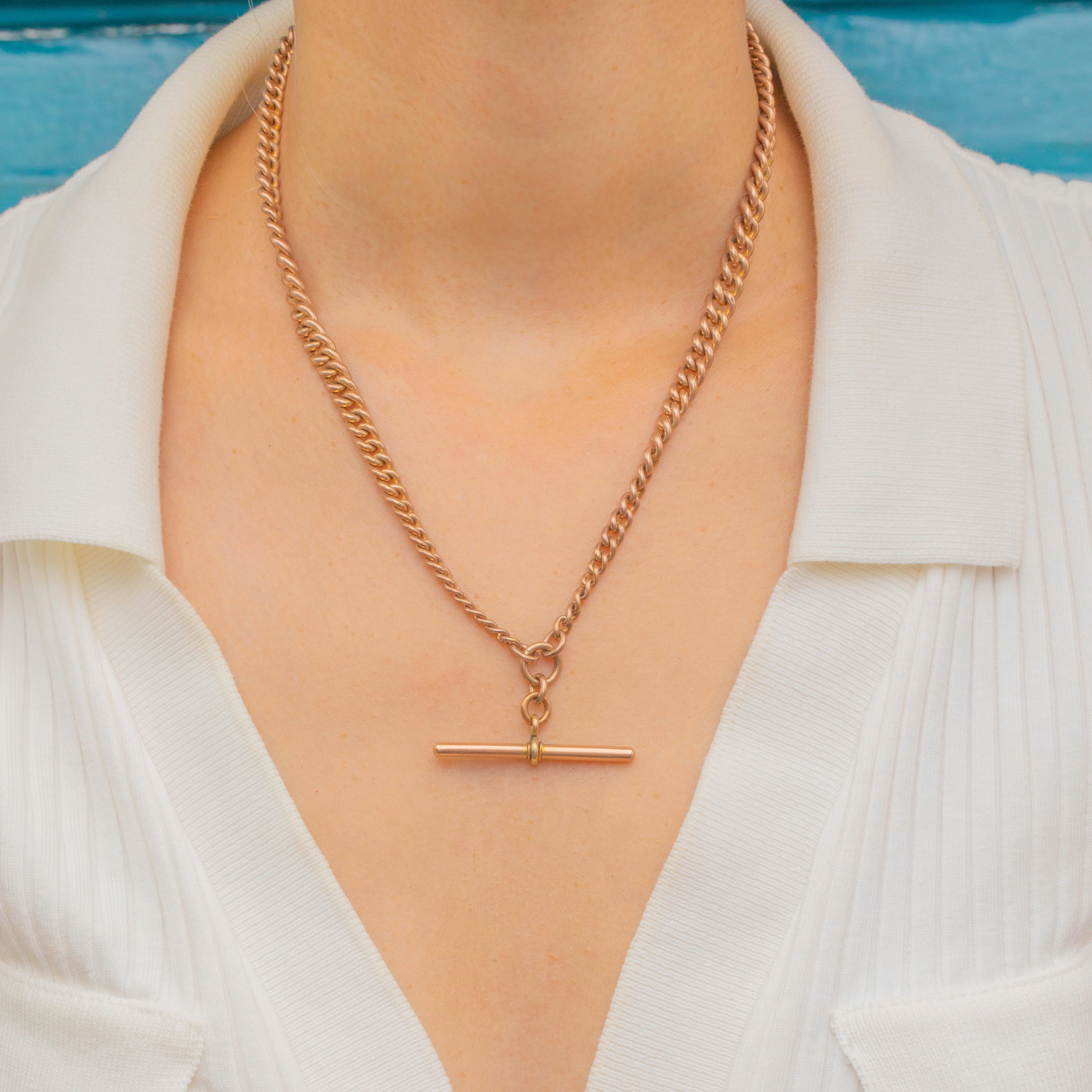 16.5" Rolled Gold Albert Chain with Matching Dog-Clips & T-Bar
