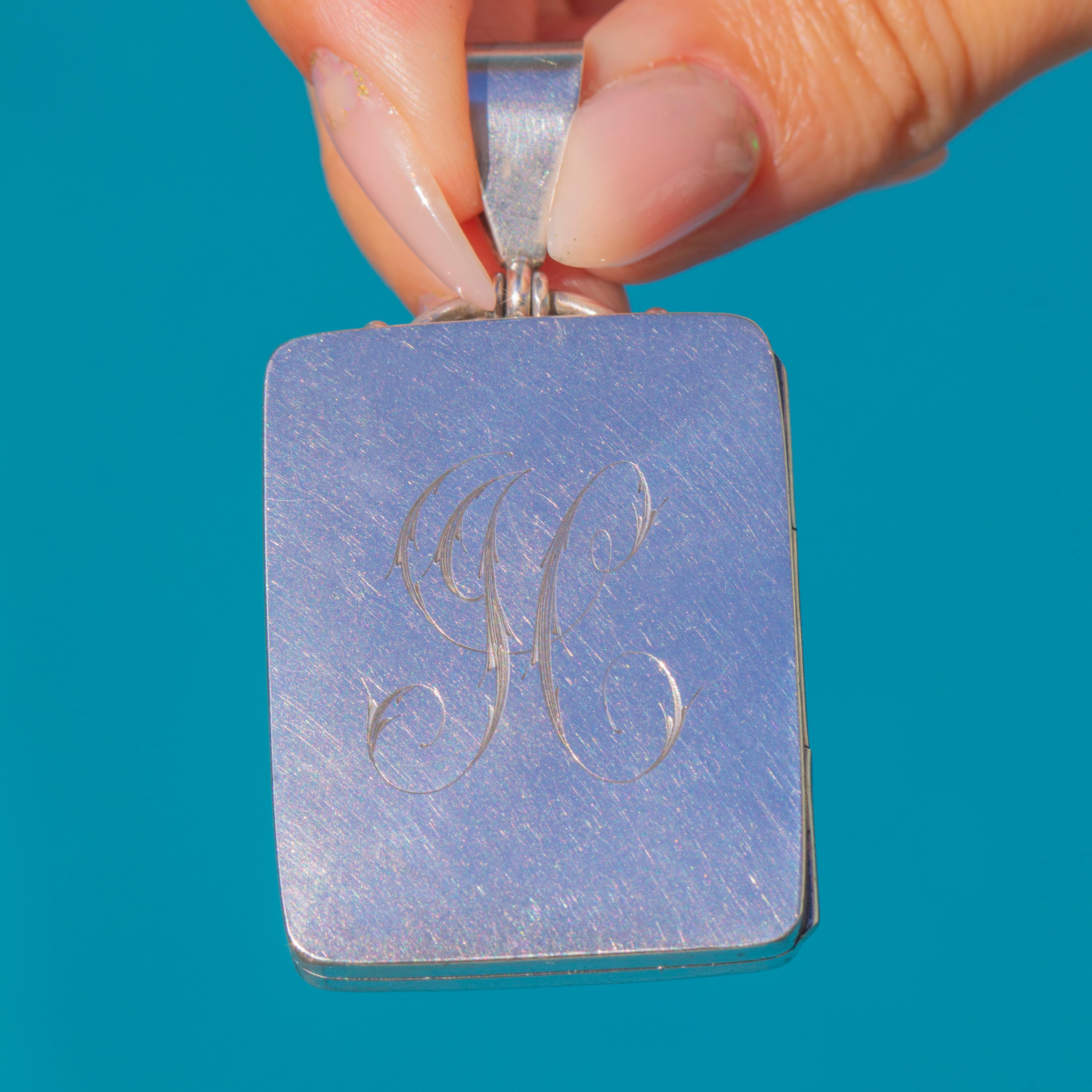 Rare Victorian Aesthetic Silver Locket - 9ct Gold Robin & Holly c.1881