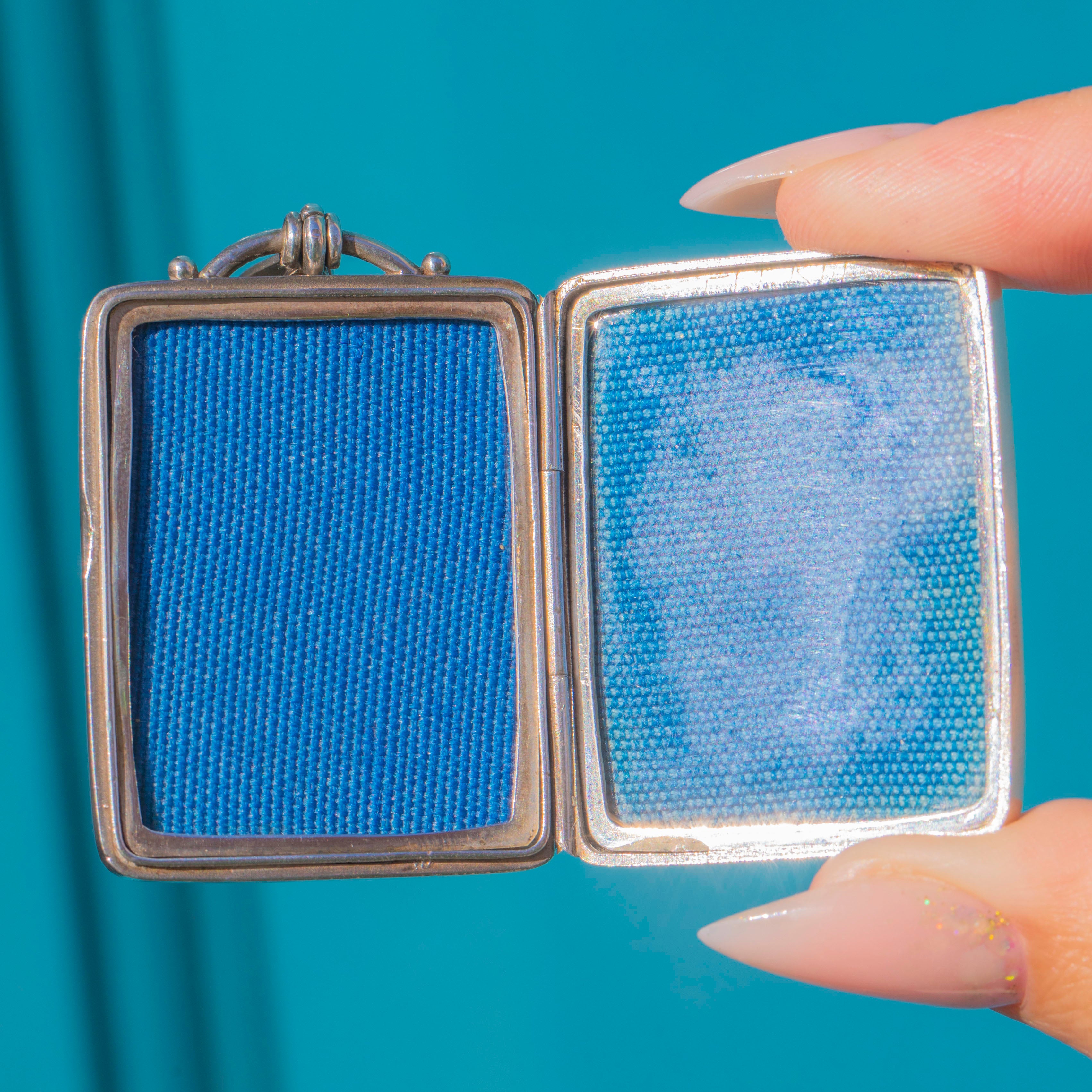 Rare Victorian Aesthetic Silver Locket - 9ct Gold Robin & Holly c.1881