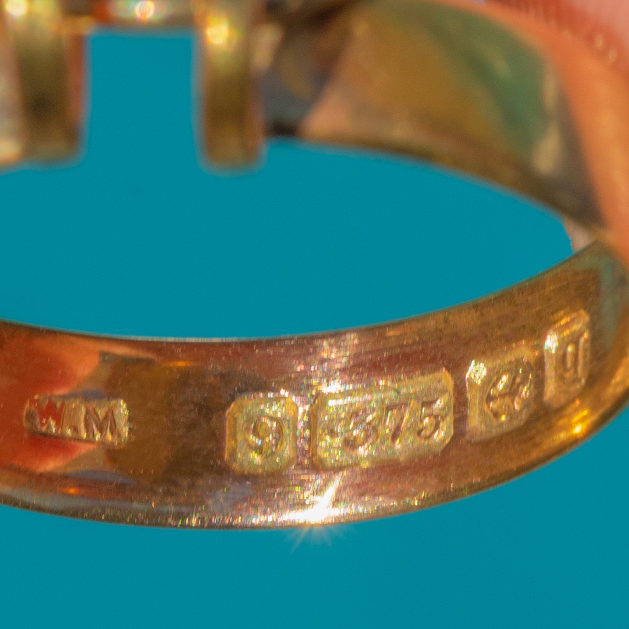 Chunky Antique Hallmarks 9ct Gold Heart Padlock Ring, c.1915