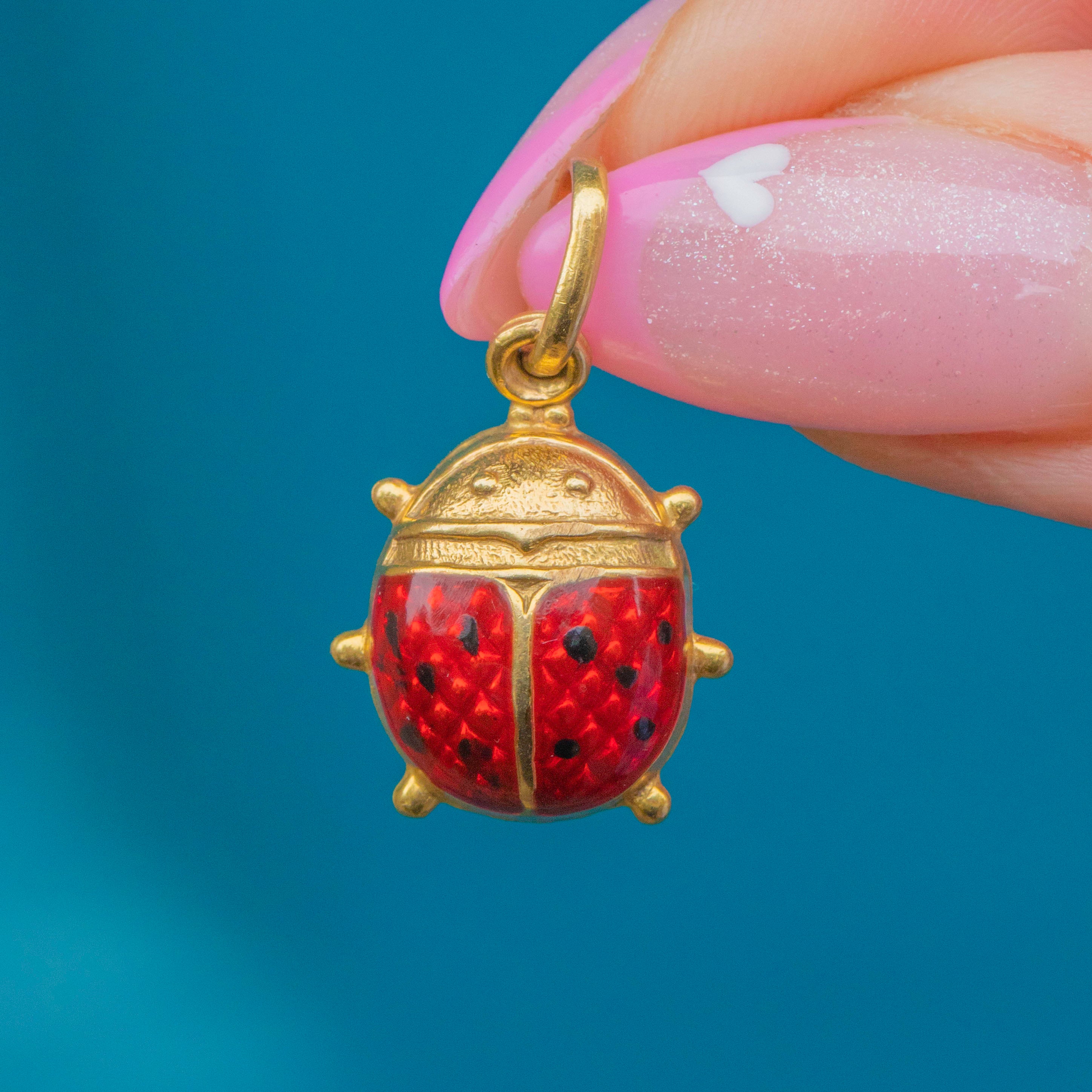 9ct Gold Enamel Ladybird Ladybug Charm