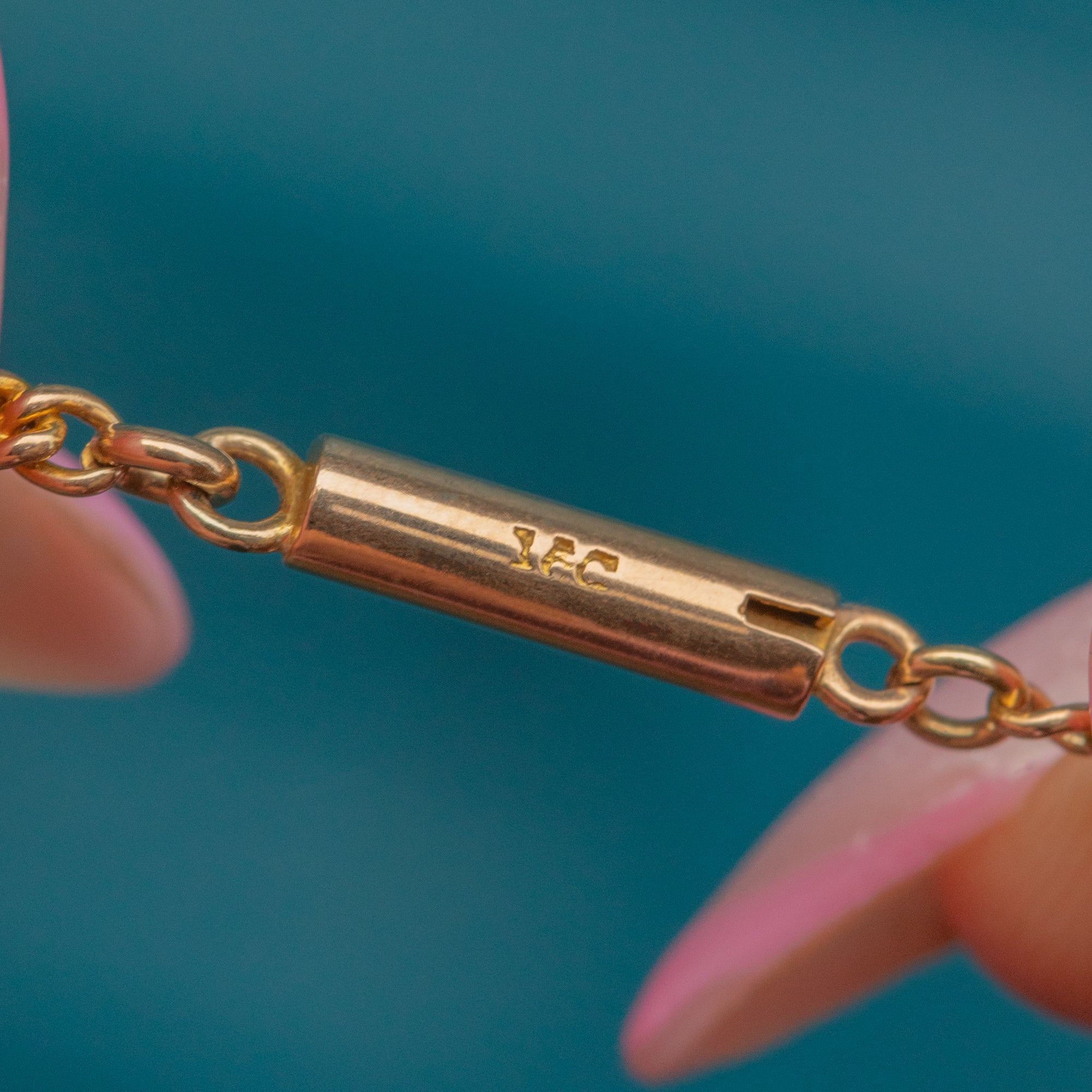 19" Victorian 15ct Gold Curb Chain with Barrel Clasp