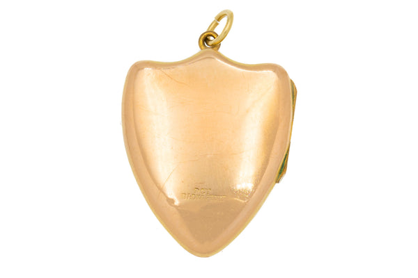 Antique 9ct Gold Engraved Shield Locket – Lillicoco